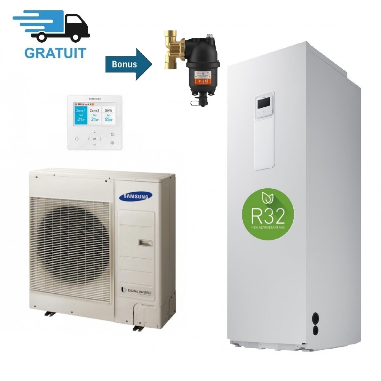 Pompa de caldura aer-apa SAMSUNG SPLIT ClimateHub - Boiler 260l - 6kW ...